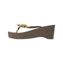 Uzurii Slipper & Pantoletten - Zehentrenner Gold Macrame Switch - Gr. 39,5 (EU) - in Taupe - f&uuml;r Damen