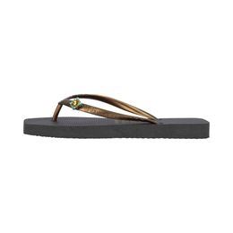 Uzurii Slipper & Pantoletten - Zehentrenner Macrame Lizzy - Gr. 41,5 (EU) - in Schwarz - f&uuml;r Damen