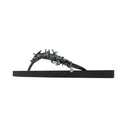 Uzurii Slipper & Pantoletten - Zehentrenner Silver Macrame Switch - Gr. 35,5 (EU) - in Schwarz - f&uuml;r Damen