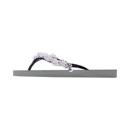 Uzurii Slipper & Pantoletten - Zehentrenner Precious Bloom White - Gr. 39,5 (EU) - in Silber - f&uuml;r Damen