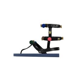 Uzurii Slipper & Pantoletten - Zehentrenner Mondriaan Colorful Black - Gr. 35,5 (EU) - in Blau - f&uuml;r Damen