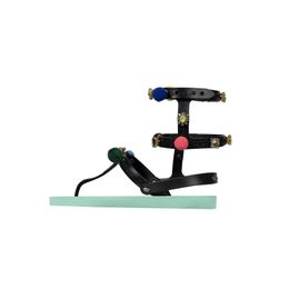 Uzurii Slipper & Pantoletten - Zehentrenner Mondriaan Colorful Black - Gr. 39,5 (EU) - in Gr&uuml;n - f&uuml;r Damen
