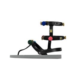 Uzurii Slipper & Pantoletten - Zehentrenner Mondriaan Colorful Black - Gr. 35,5 (EU) - in Silber - f&uuml;r Damen