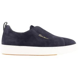Santoni Low-Top Sneaker - Men's suede sneaker - Gr. 8_5 - in Wei&szlig; - f&uuml;r Damen