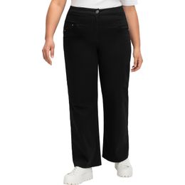 sheego Damen Stretch-Hose mit weitem Bein schwarz Größe 56