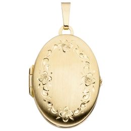 Medallionanhänger Jobo "Anhänger Medaillon oval", gold (gelbgold 333), Schmuckanhänger, Damen, Gelbgold 333, 333 Gold