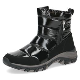 Winterboots Caprice, Damen, Gr. 38, schwarz, Lederimitat, Textil, glänzend, unifarben, Schuhe, Keilabsatz, Snowboots, Stiefelette, Outdoorschuh in bequemer Form
