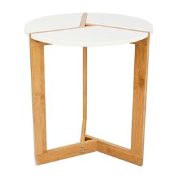 DuneDesign Beistelltisch rund Bambus Holz MDF Ø40x44cm Weiß weiss | Gr.: onesize
