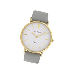 Analog-Armbanduhr Oozoo Vintage Series grau groß (ca. 40mm) | Gr.: onesize