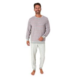 Normann langarm Frottee Schlafanzug Pyjama B&uuml;ndchen - 82247 in grau | Gr.: 54