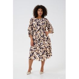 Kaffe curve Kleid KCpaca Regular fit in Beige/Black/Peach Blurry Leaf | Gr.: 54