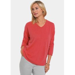 GOLDNER Kaschmirpullover Basicpullover mit V-Ausschnitt in koralle | Gr.: 38