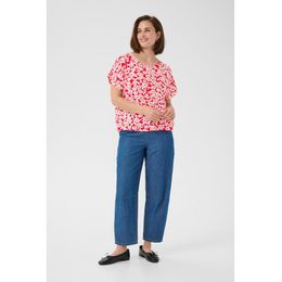 Kaffe Kurzarm-Bluse KAbeathe Loose fit in True Red/Chalk Flower Print | Gr.: 44