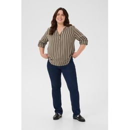 Kaffe curve Langarm-Bluse KCsida Regular fit in Morel / Chalk Stripe | Gr.: 50