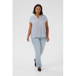 Kaffe curve Kurzarm-Bluse KCalia Regular fit in Blue/Chalk stripe | Gr.: 50