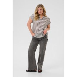 Kaffe curve Kurzarm-Bluse KCalia Regular fit in Black/Chalk Stripe | Gr.: 50