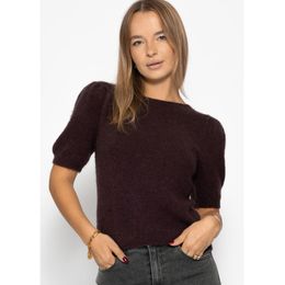 SASSYCLASSY Strickoberteil mit Puff&auml;rmeln in Dunkelbraun | Gr.: L