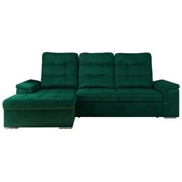 Höffner Ecksofa mit Schlaffunktion Madrito ¦ grün ¦ Maße (cm): B: 256 H: 89 » Höffner
