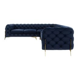 Höffner Chesterfield Ecksofa Natalie blau Maße (cm): B: 323 H: 75 » Höffner