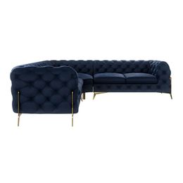 Höffner Chesterfield Ecksofa Natalie blau Maße (cm): B: 264 H: 75 » Höffner