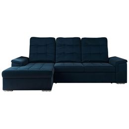 Höffner Ecksofa mit Schlaffunktion Madrito ¦ blau ¦ Maße (cm): B: 256 H: 89 » Höffner