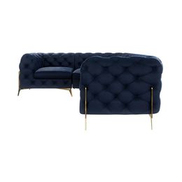 Höffner Chesterfield Ecksofa Natalie blau Maße (cm): B: 264 H: 75 » Höffner