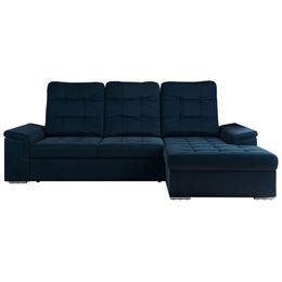 Höffner Ecksofa mit Schlaffunktion Madrito blau Maße (cm): B: 256 H: 89 » Höffner