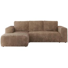Höffner Ecksofa Beige mit Schlaffunktion Trentino braun Maße (cm): B: 266 H: 89 » Höffner