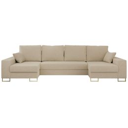 Höffner Wohnlandschaft mit Schlaffunktion Dorain ¦ beige ¦ Maße (cm): B: 312 H: 95 » Höffner