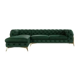 Höffner S-STYLE Chesterfield Ecksofa Natalie ¦ grün ¦ Maße (cm): B: 305 H: 75 » Höffner