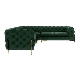 Höffner S-STYLE Chesterfield Ecksofa Natalie ¦ grün ¦ Maße (cm): B: 264 H: 75 » Höffner