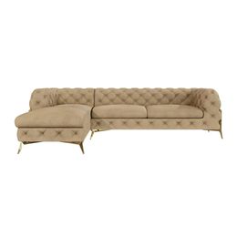 Höffner Chesterfield Ecksofa Natalie beige Maße (cm): B: 305 H: 75 » Höffner