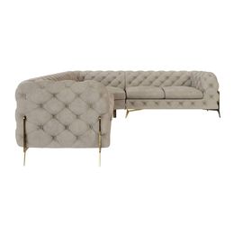 Höffner Chesterfield Ecksofa Natalie ¦ creme ¦ Maße (cm): B: 323 H: 75 » Höffner
