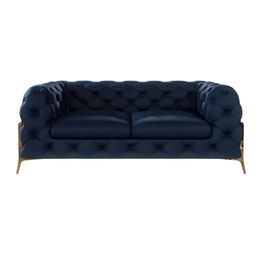 Höffner Chesterfield Einzelsofa Natalie blau Maße (cm): B: 185 H: 75 » Höffner