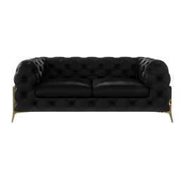 Höffner Chesterfield Einzelsofa Natalie schwarz Maße (cm): B: 185 H: 75 » Höffner