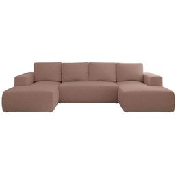 Höffner Wohnlandschaft mit Schlaffunktion Trentino rosa/pink Maße (cm): B: 334 H: 91 » Höffner