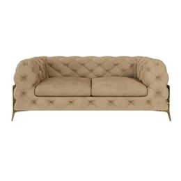 Höffner Chesterfield Einzelsofa Natalie beige Maße (cm): B: 185 H: 75 » Höffner