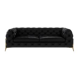 Höffner Chesterfield Einzelsofa Natalie schwarz Maße (cm): B: 225 H: 75 » Höffner