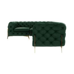 Höffner S-STYLE Chesterfield Ecksofa Natalie ¦ grün ¦ Maße (cm): B: 264 H: 75 » Höffner