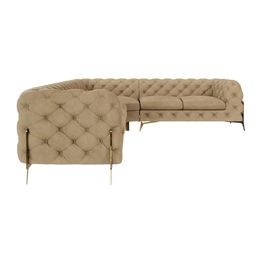 Höffner Chesterfield Ecksofa Natalie ¦ beige ¦ Maße (cm): B: 323 H: 75 » Höffner