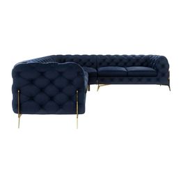 Höffner Chesterfield Ecksofa Natalie blau Maße (cm): B: 323 H: 75 » Höffner