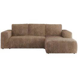 Höffner Ecksofa Beige mit Schlaffunktion Trentino braun Maße (cm): B: 266 H: 89 » Höffner