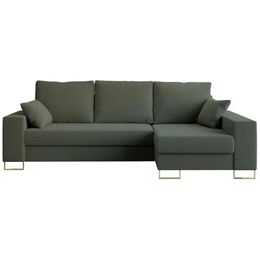 Höffner Ecksofa mit Schlaffunktion Dorain grün Maße (cm): B: 242 H: 85 » Höffner