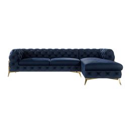 Höffner Chesterfield Ecksofa Natalie blau Maße (cm): B: 305 H: 75 » Höffner