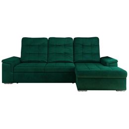 Höffner Ecksofa mit Schlaffunktion Madrito ¦ grün ¦ Maße (cm): B: 256 H: 89 » Höffner