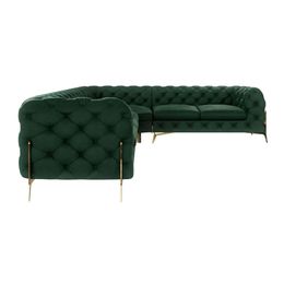 Höffner S-STYLE Chesterfield Ecksofa Natalie ¦ grün ¦ Maße (cm): B: 323 H: 75 » Höffner