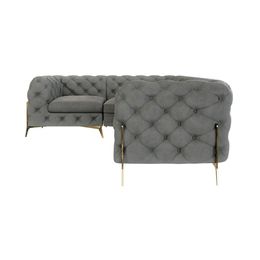 Höffner Chesterfield Ecksofa Natalie grau Maße (cm): B: 264 H: 75 » Höffner