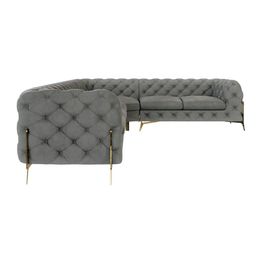 Höffner Chesterfield Ecksofa Natalie grau Maße (cm): B: 323 H: 75 » Höffner