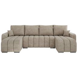 Höffner Wohnlandschaft mit Schlaffunktion Kirasso ¦ beige ¦ Maße (cm): B: 320 H: 86 » Höffner