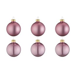 Höffner Weihnachtskugeln 6er Set rosa/pink Glas,Aluminium Ø: 8 » Höffner